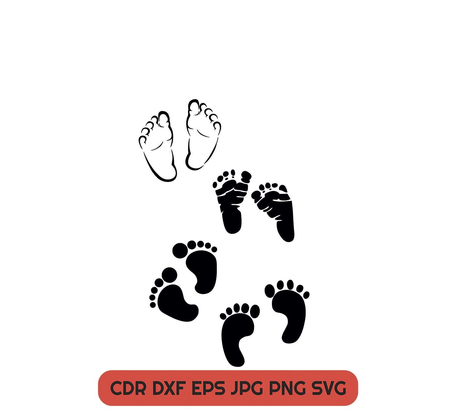 Baby-Fußabdruck Svg geschnitten Datei Baby Füße Dxf Vektor | Etsy