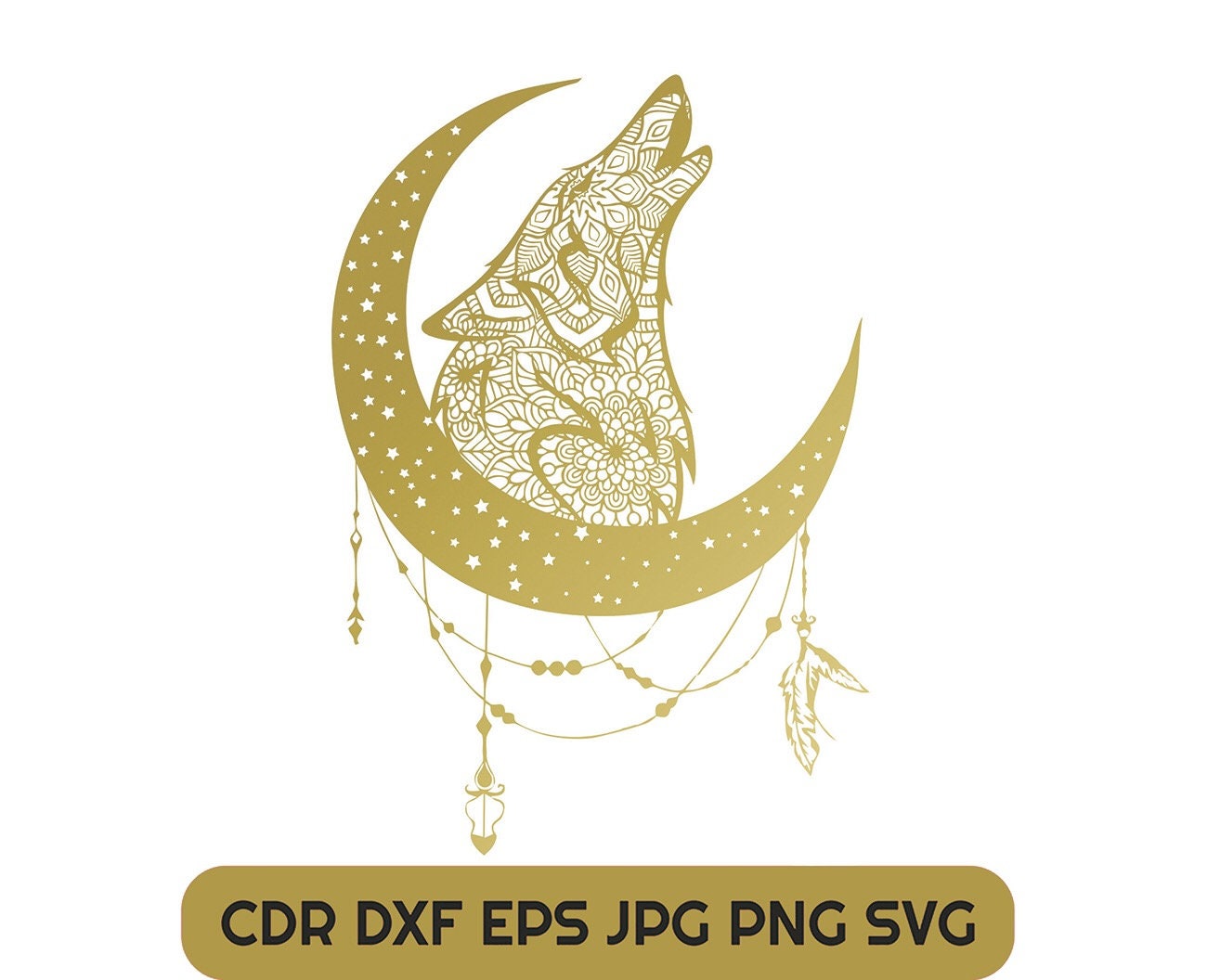 Howling wolf svg cut file Instant download Wolf dxf | Etsy