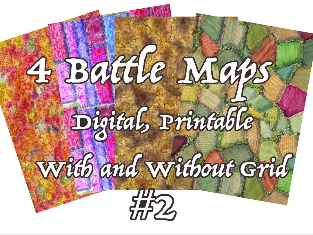 Four A3 Battle Maps, Digital Printable - Battle Mats, Fields Flowers ...