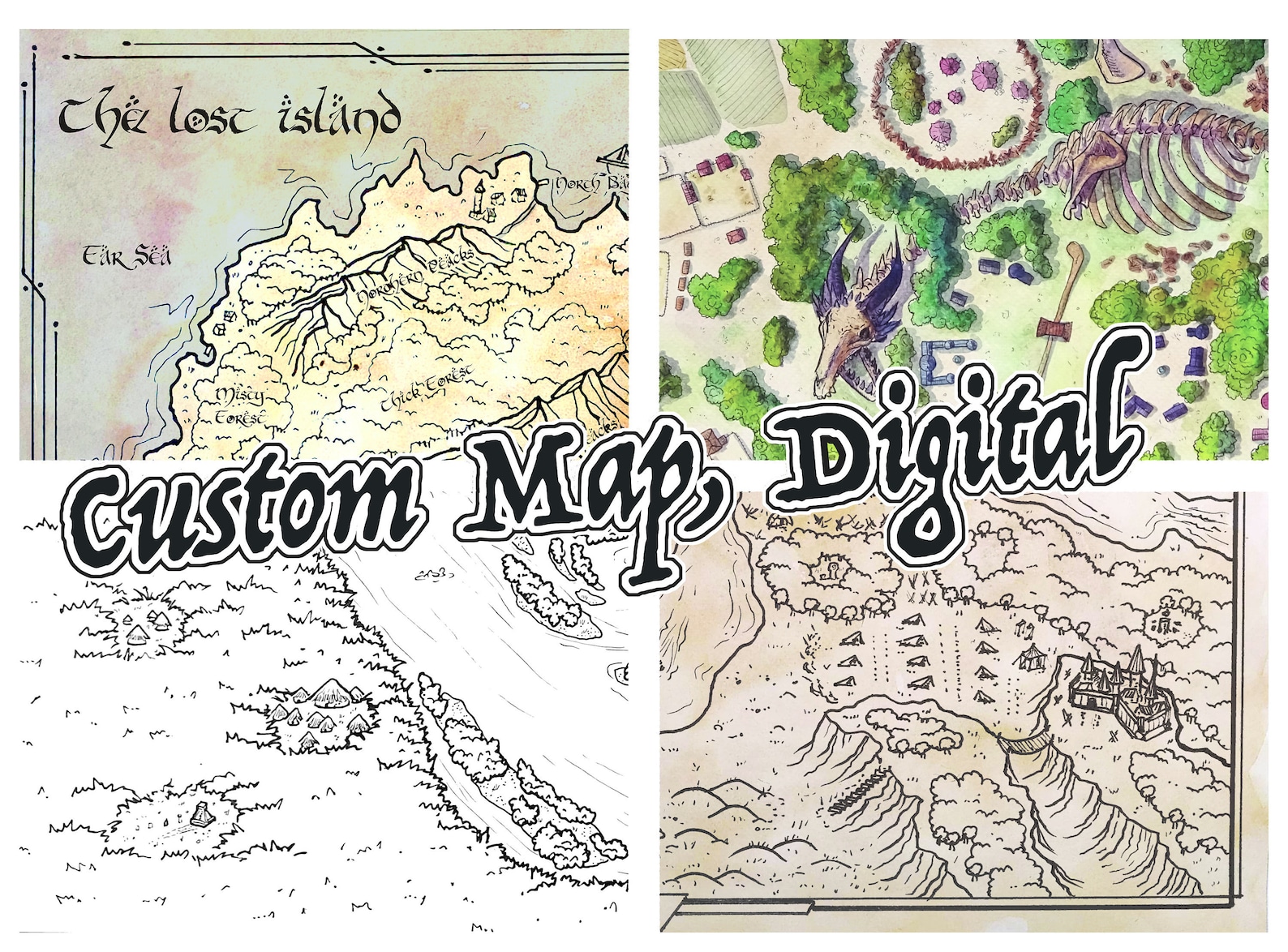 Custom Hand drawn Fantasy Map Commission Digital | Etsy