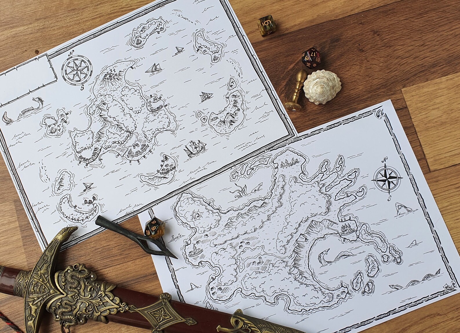 Gods Hand and Nido - Two Printable Adventure Maps - Coloring Page - Etsy