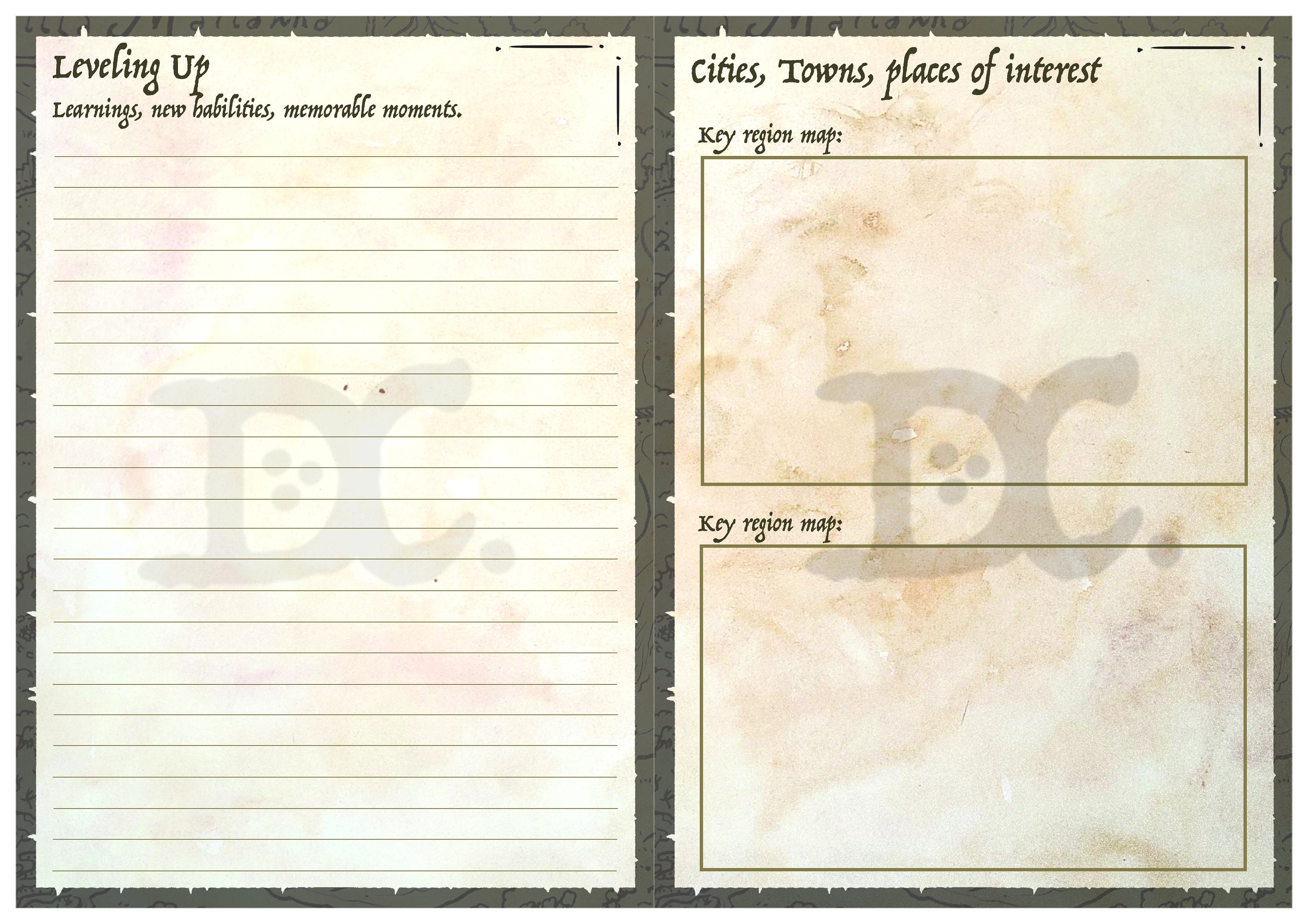 Printable Custom Character Sheet and Adventurer's Journal - Etsy Canada