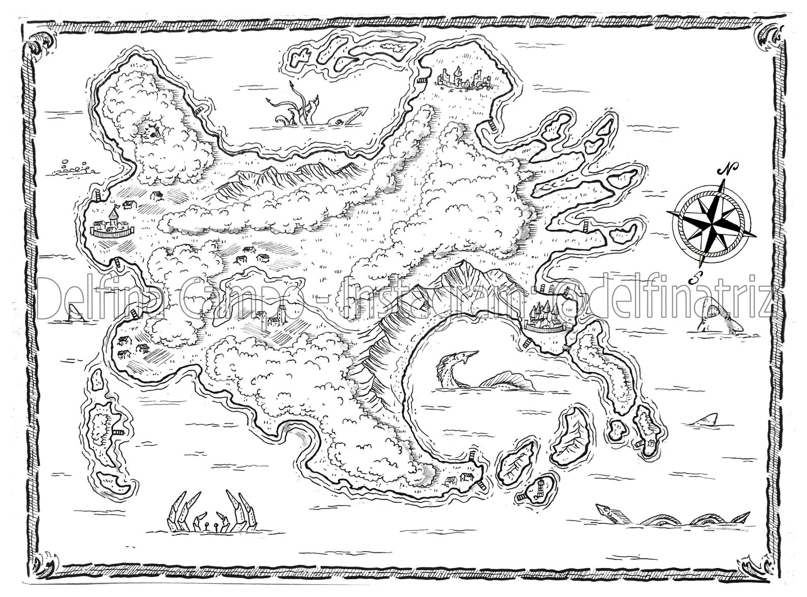 Gods Hand and Nido Two Printable Adventure Maps Coloring Page - Etsy