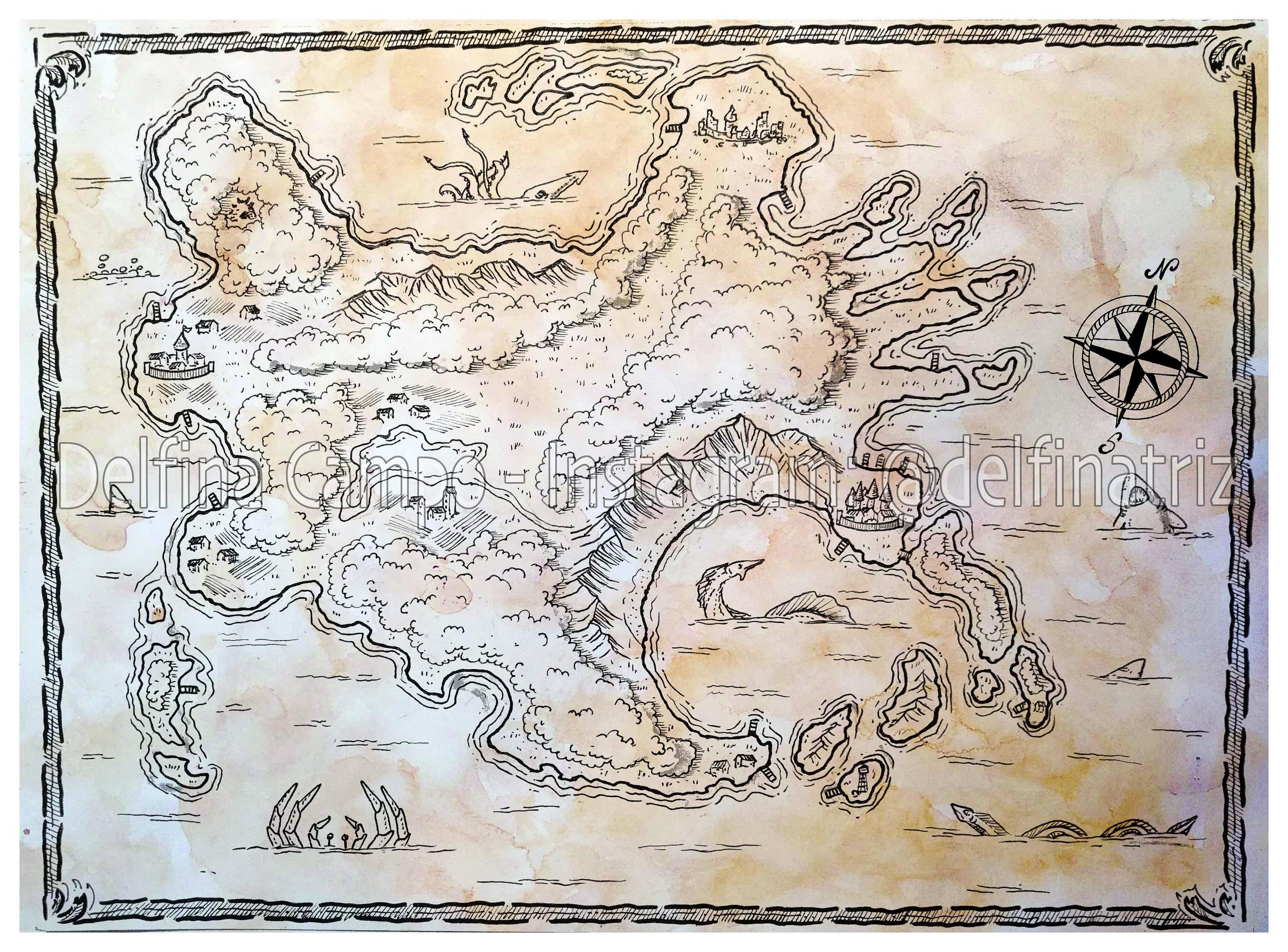 Gods Hand and Nido Two Printable Adventure Maps Coloring Page - Etsy