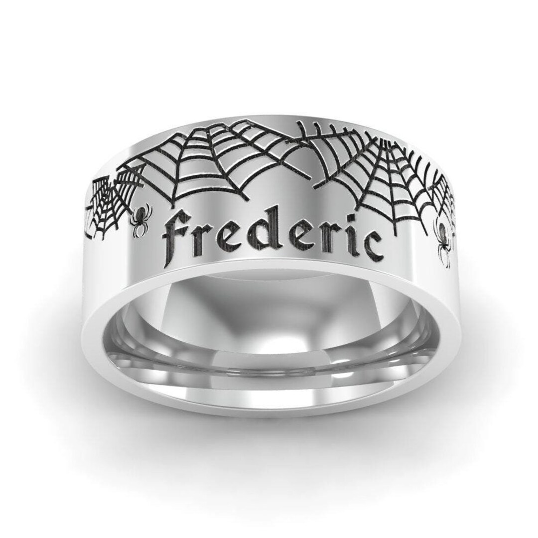 Custom Spider Web Band Ring With Name, Sterling Silver Spider Web Ring ...