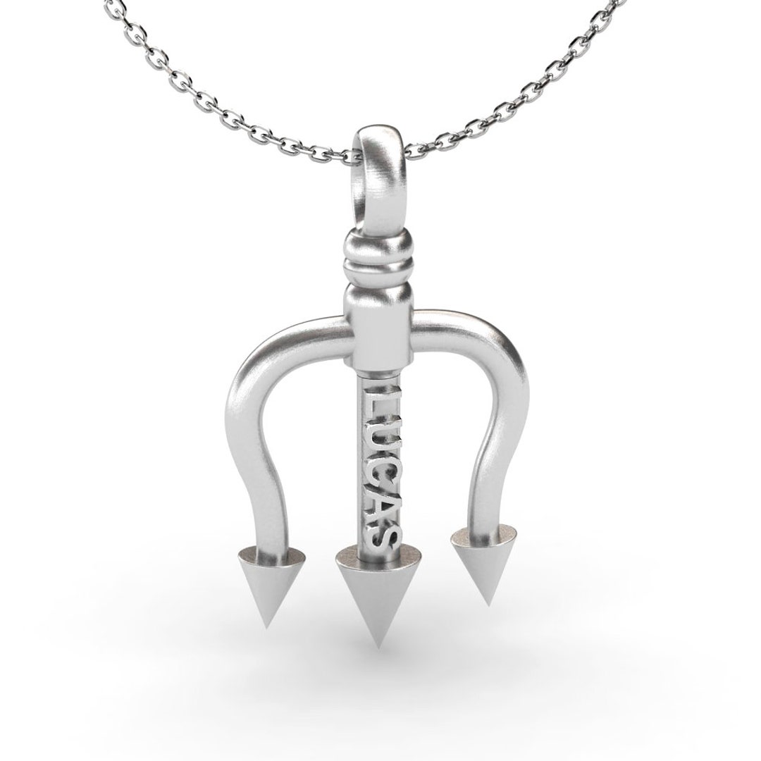 Custom Sterling Silver Trident Name Necklace - Personalized Poseidon ...