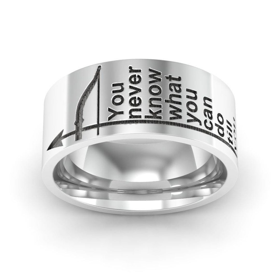 Custom Arrow Band Ring With Text, Sterling Silver Arrow Ring ...