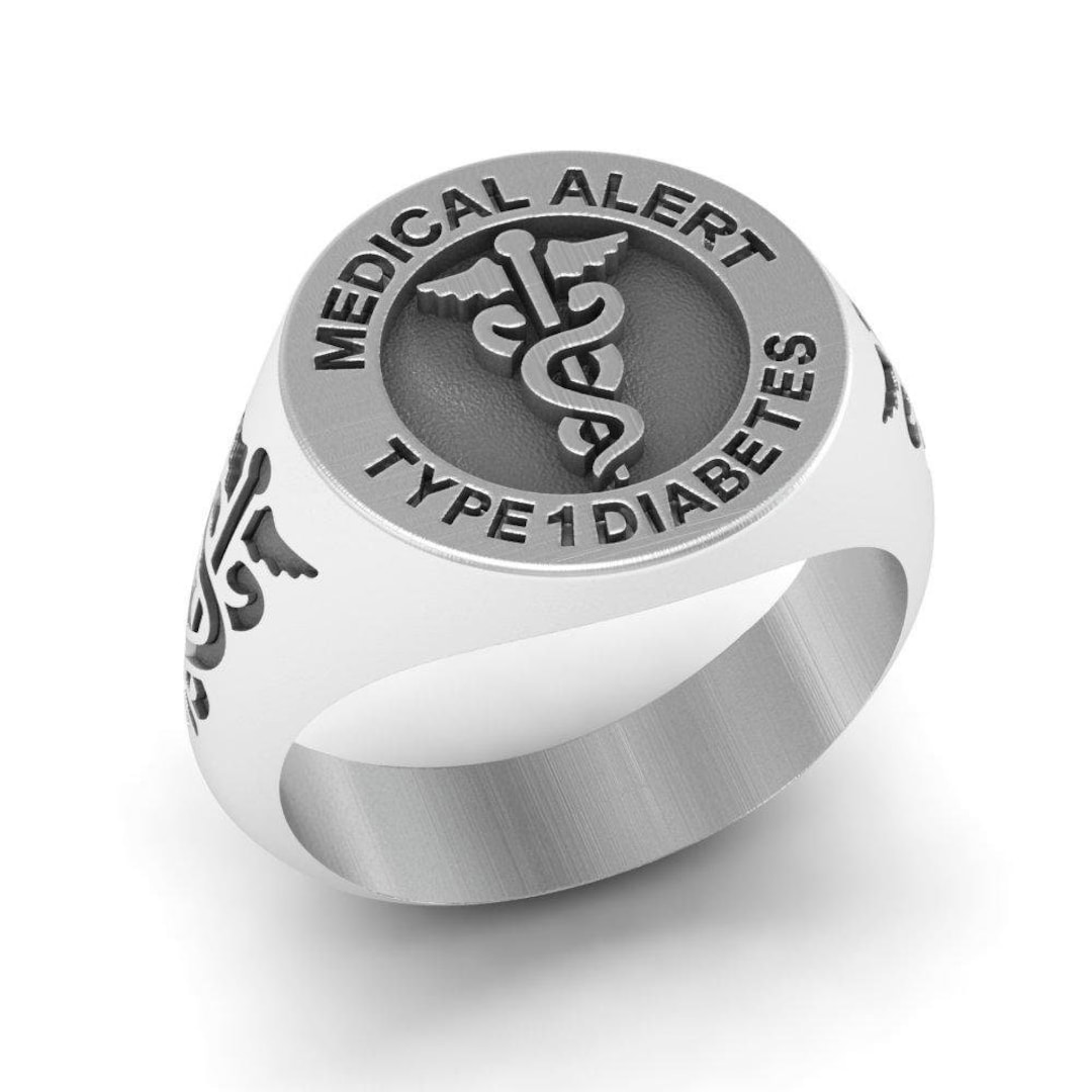 Medical Alert Signet Ring, Sterling Silver Signet Ring, Type 1 Diabetes ...