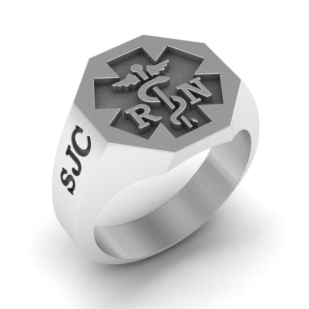 Caduceus Signet Ring, Sterling Silver Signet Ring, RN Ring, Caduceus ...