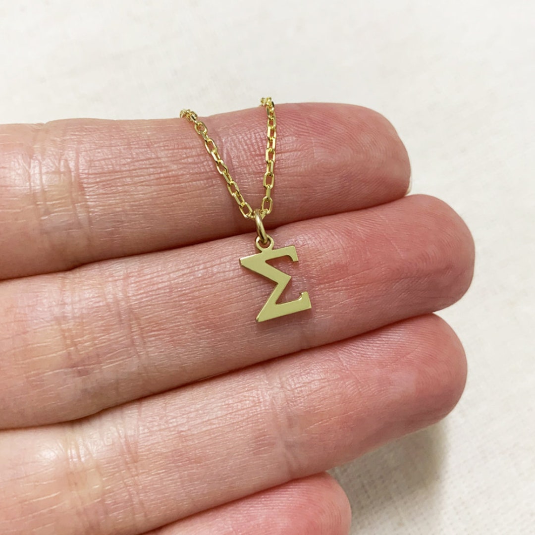 Tiny Greek Letter Sigma Necklace, Sigma Symbol Necklace, Sigma Symbol ...