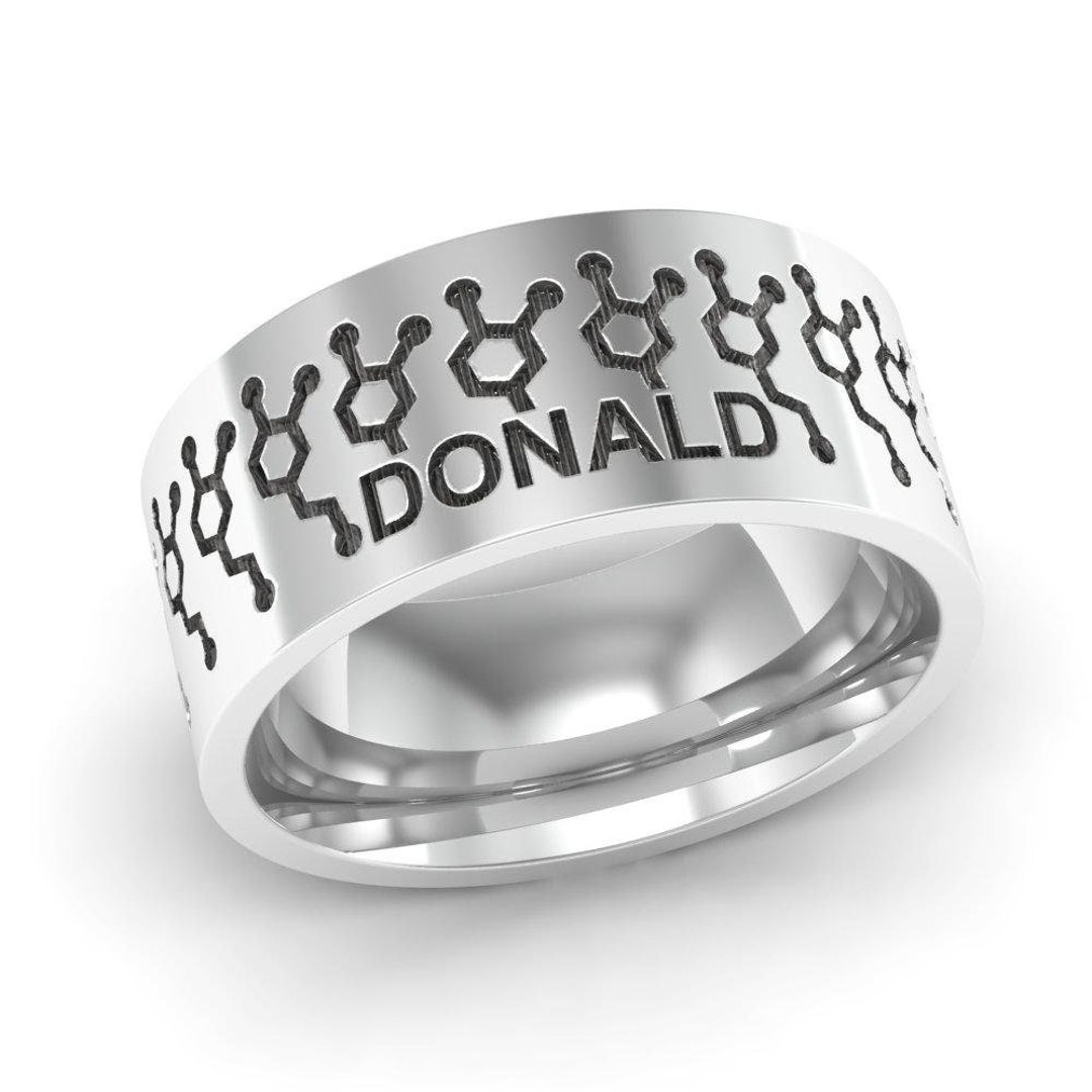 Custom Dopamine Molecule Ring • 925 Silver Name Band • Neuro Gift - Etsy