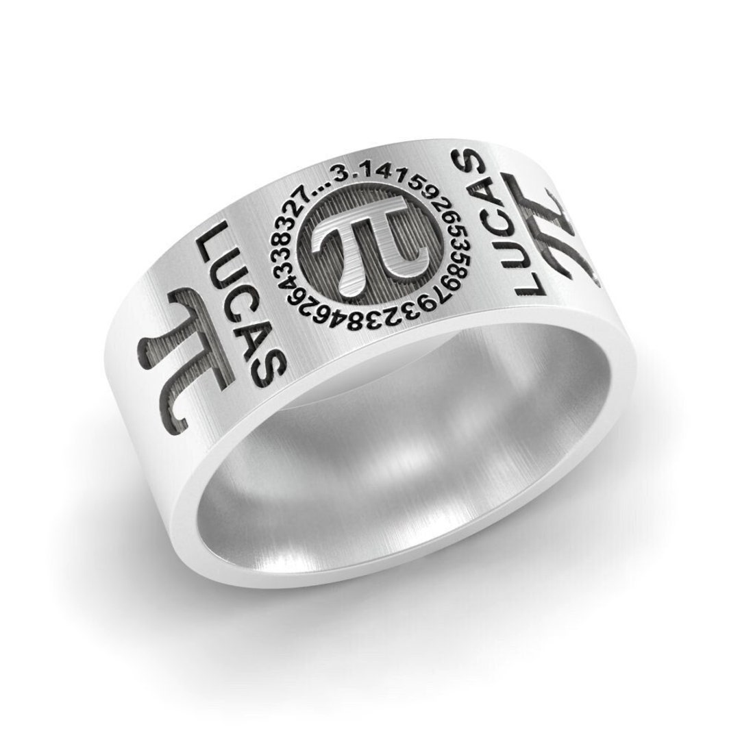 Custom Pi Symbol Ring: Personalized Name Band, 925 Silver - Etsy