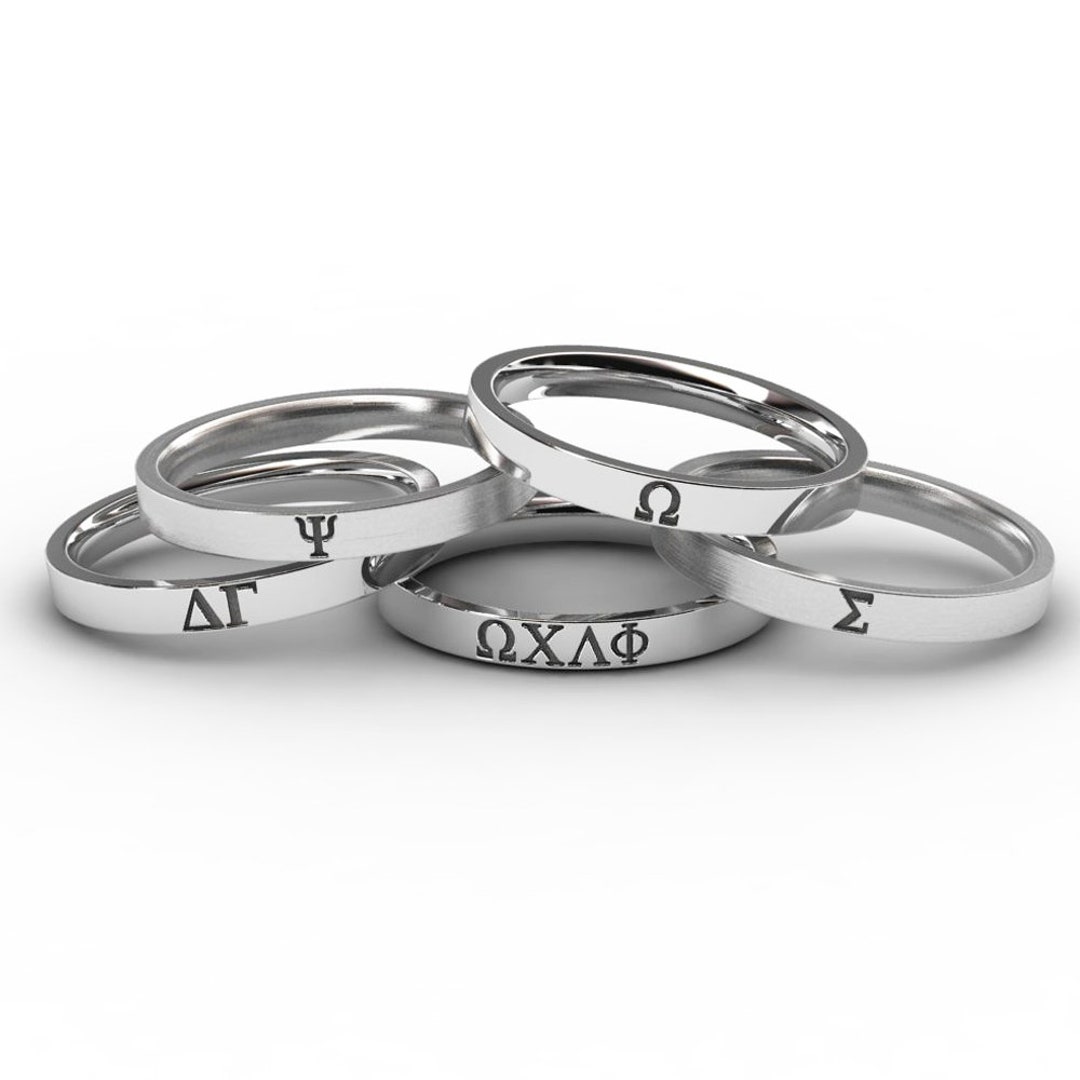 Custom Greek Letters Ring, Tiny Silver Ring, Personalized Sorority Ring ...