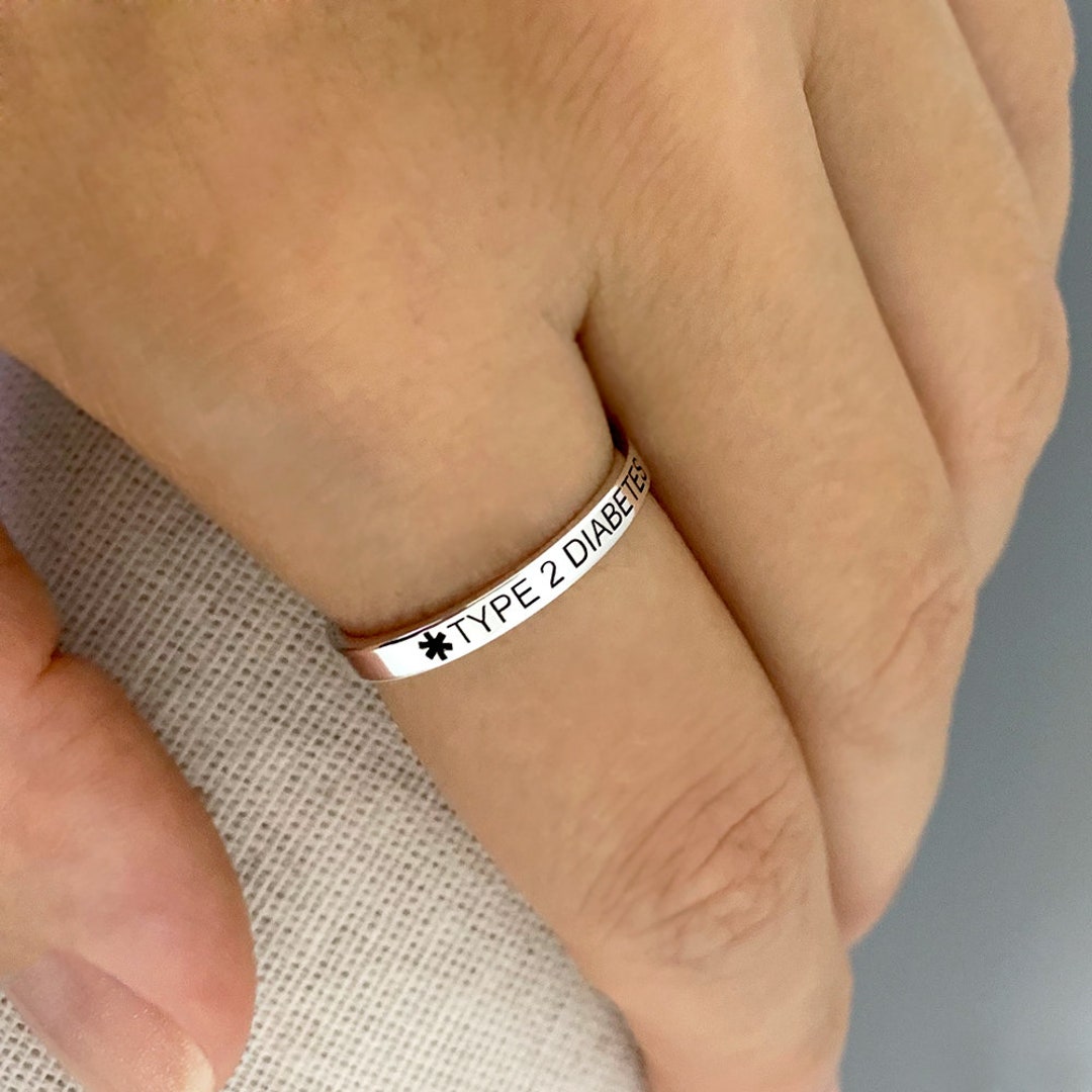 Custom Engraved Medical Alert Ring, 925 Silver Jewelry - Etsy