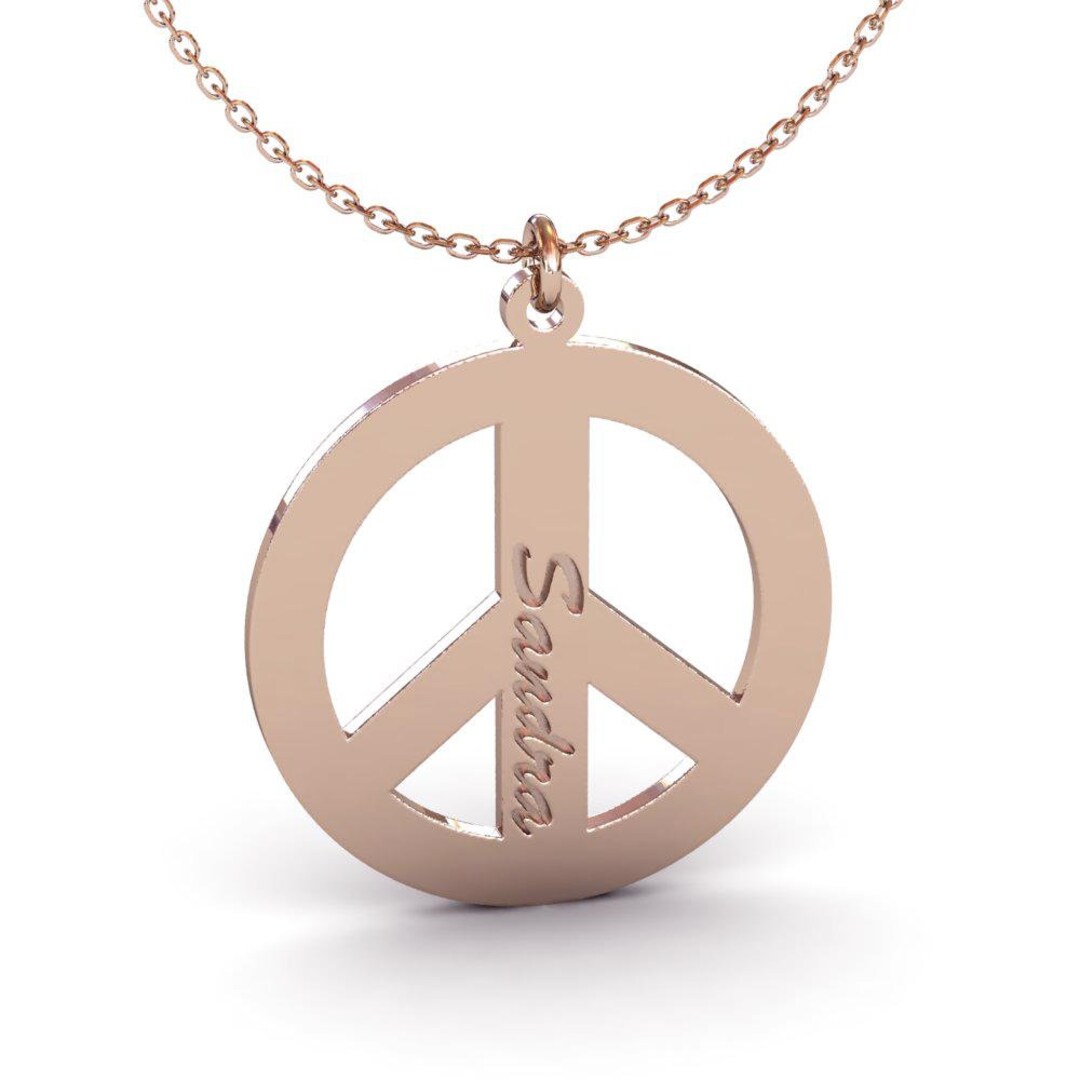 Personalized Peace Symbol Necklace With Name, Sterling Silver Peace ...