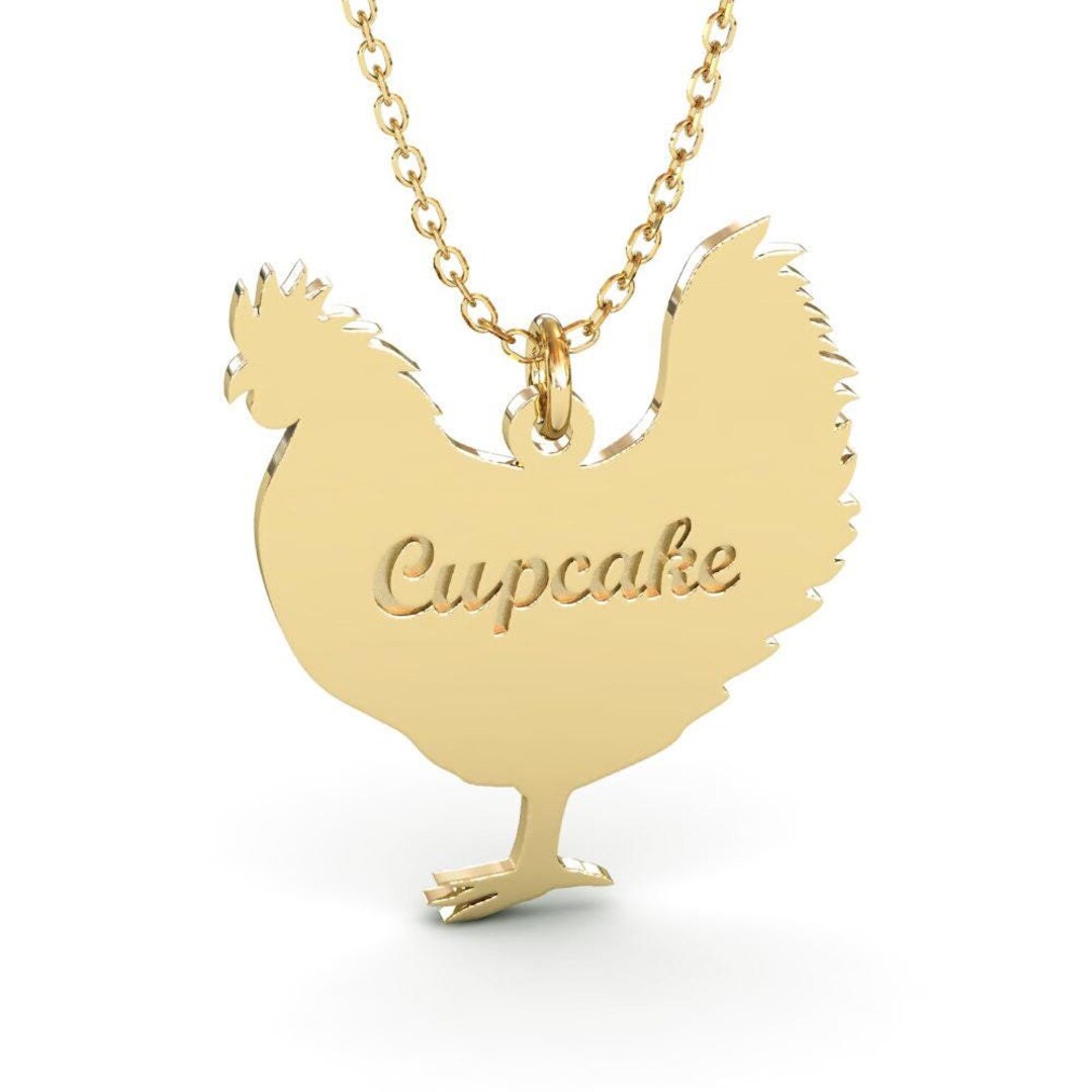 Sterling Silver Chicken Name Necklace: Personalized Farm Animal Pendant ...