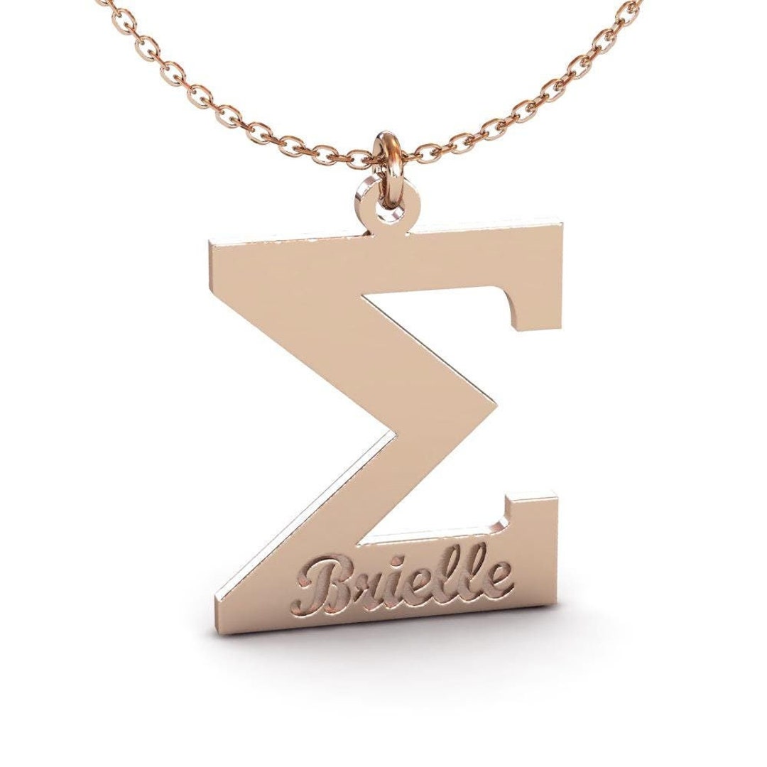 Custom Sigma Symbol Necklace With Name, Sterling Silver Sigma Name ...