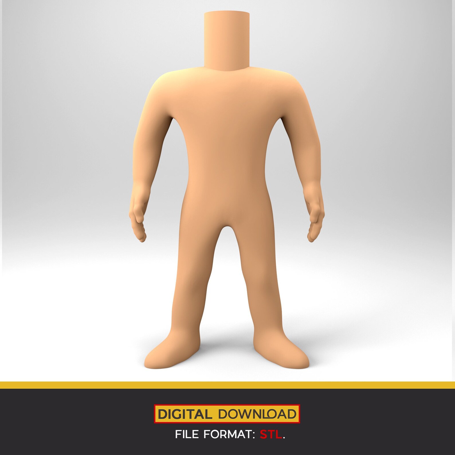 Basic Male Body 3D Model in a POP Style for 3D Printing. DIY - Etsy ...