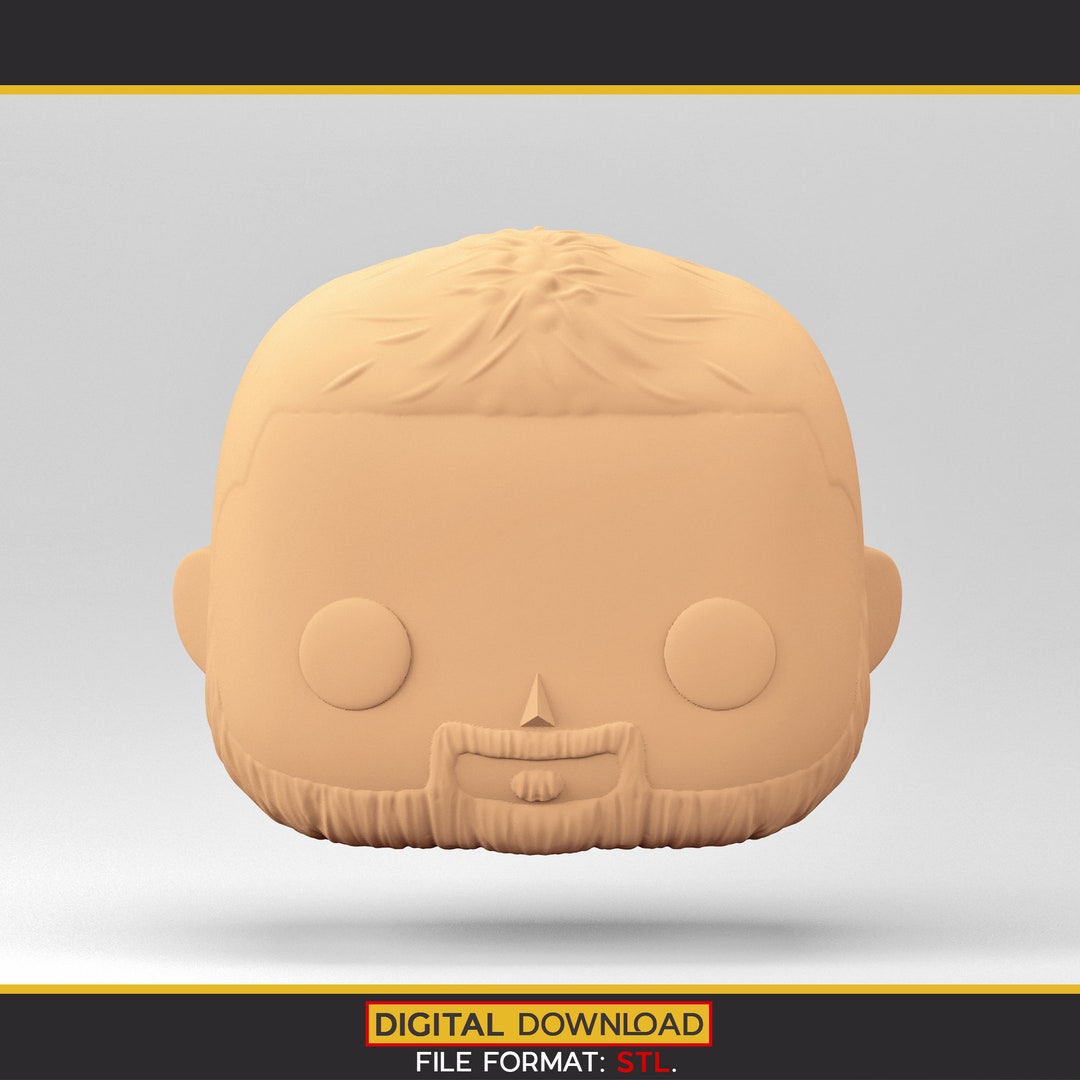 A Male Head 3D Model in the POP Style for 3D Printing. Short Hair and a ...