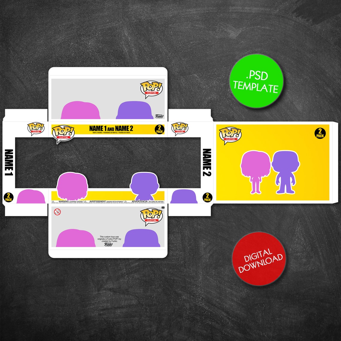 Plantilla de caja personalizada de Funko POP 2Pack. Maqueta de | Etsy