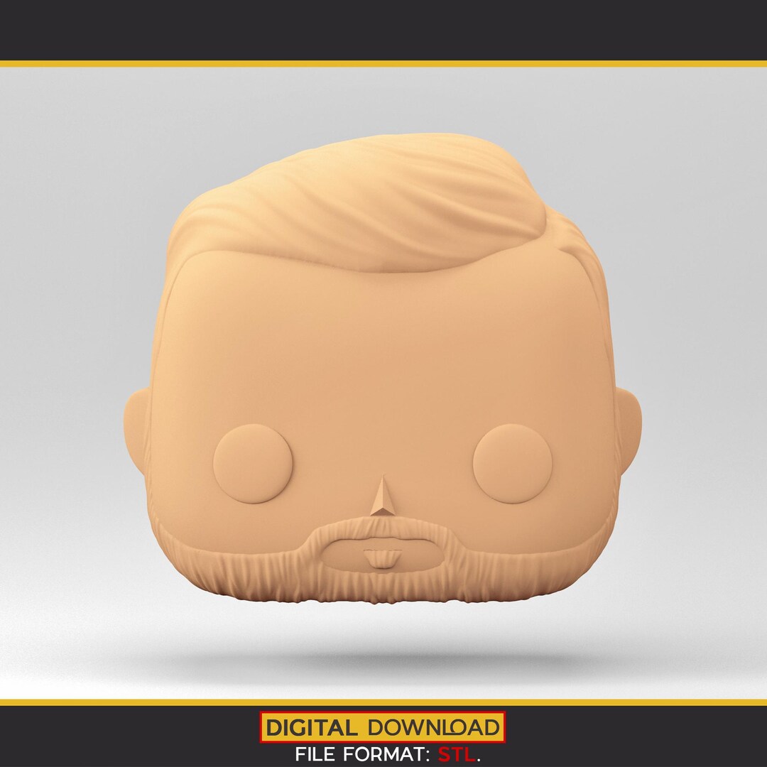 A Male Head 3D Model in the POP Style for 3D Printing. A Comb Over Hair ...