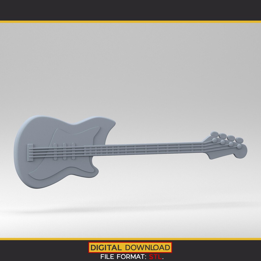 A Bass Guitar STL Model for 3D Printing. Action Figures Prop. Guitar 03 ...