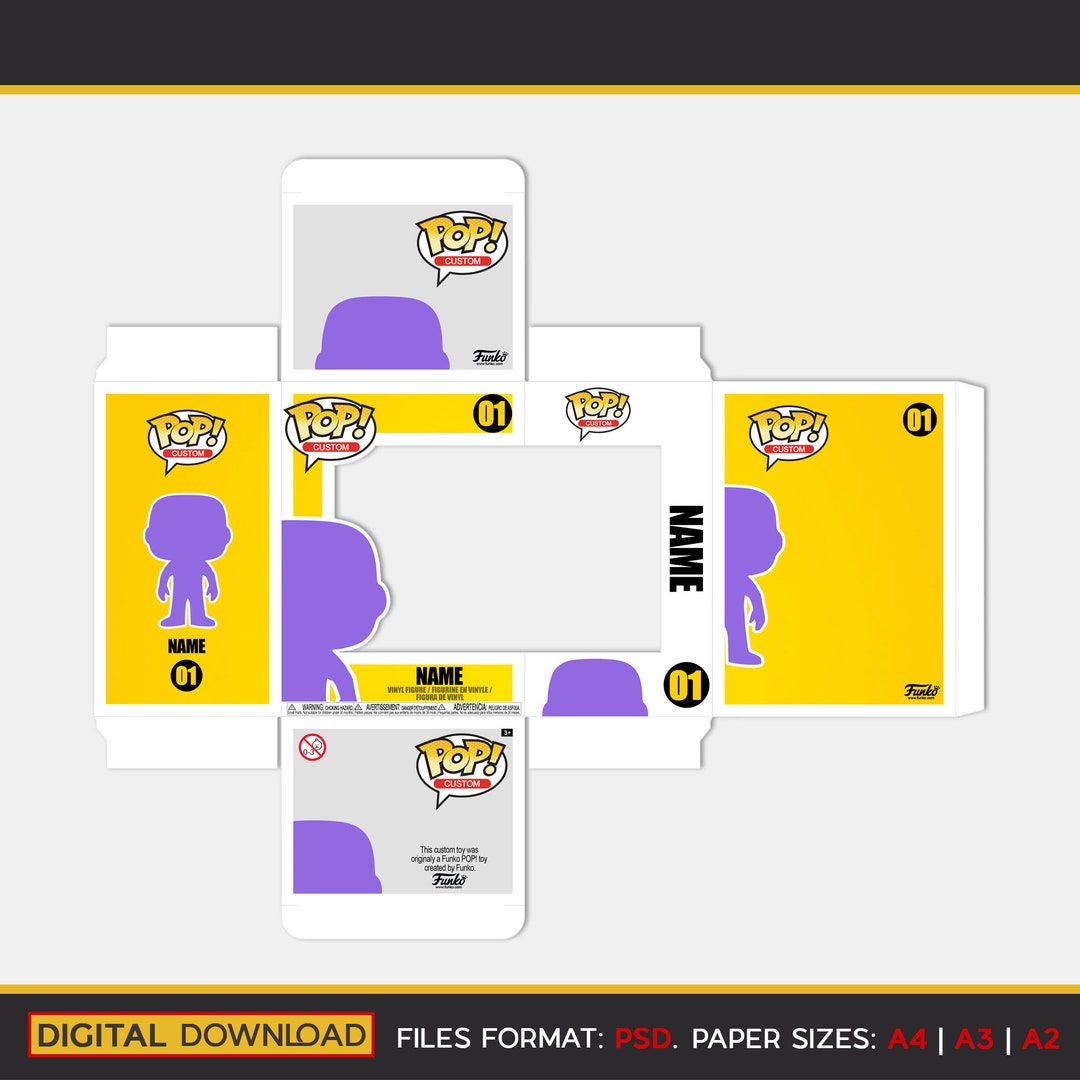 Plantilla de caja POP digital. Archivos de Photoshop para crear una caja POP personalizada ...