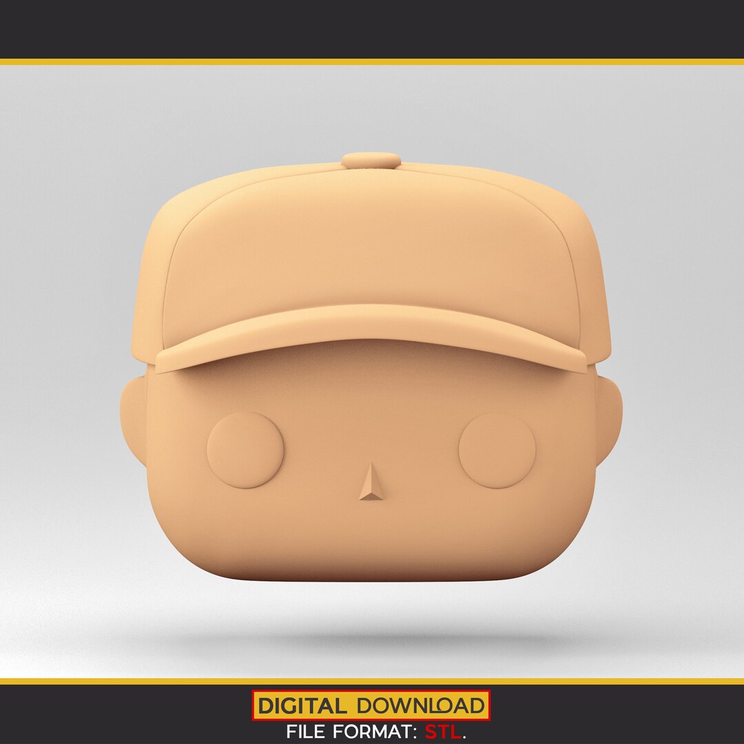 A Male Head 3D Model in the POP Style for 3D Printing. A Man in a Cap ...