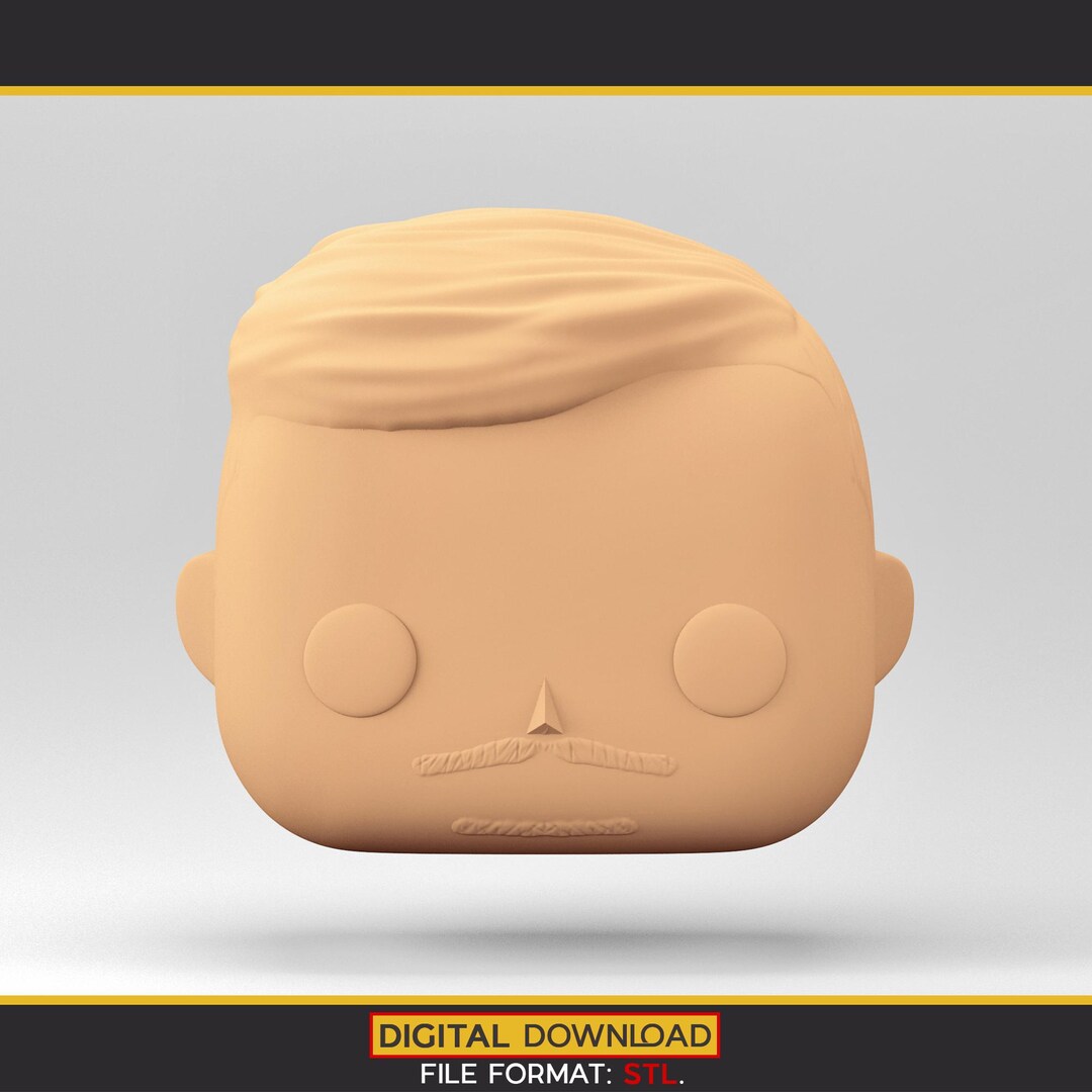 A Male Head 3D Model in the POP Style for 3D Printing. A Comb Over Hair ...