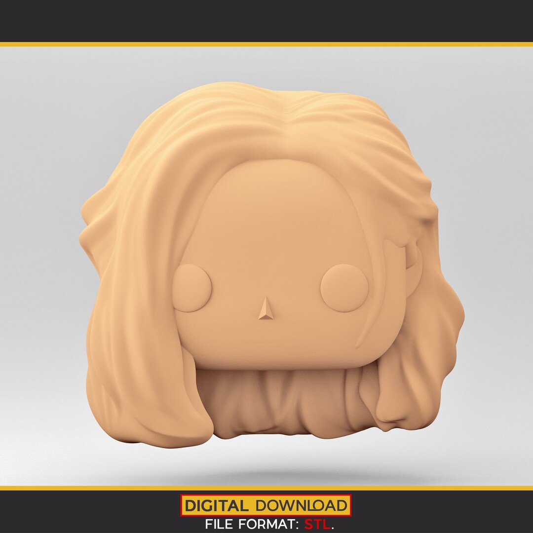 A Female Head 3D Model in a POP Style for 3D Printing. Wavy Bride Hair ...