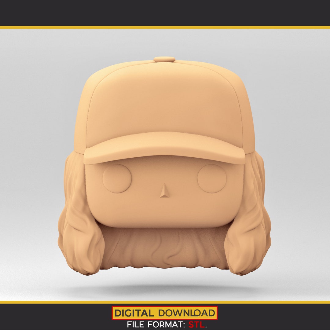A Female Head 3D Model in a POP Style for 3D Printing. A Long Curly ...