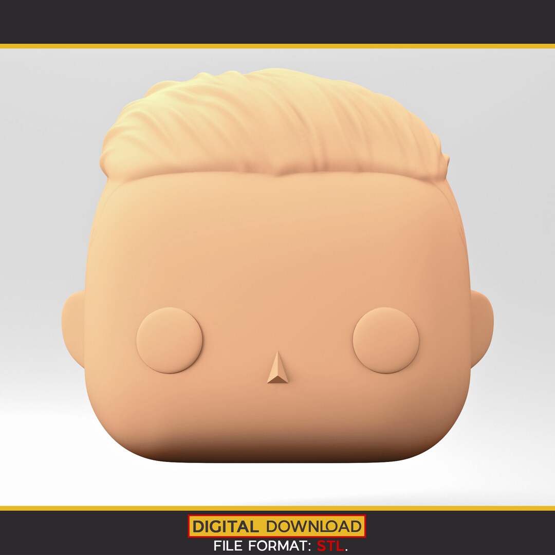 A Male Head 3D Model in the POP Style for 3D Printing. A Comb Over Hair ...