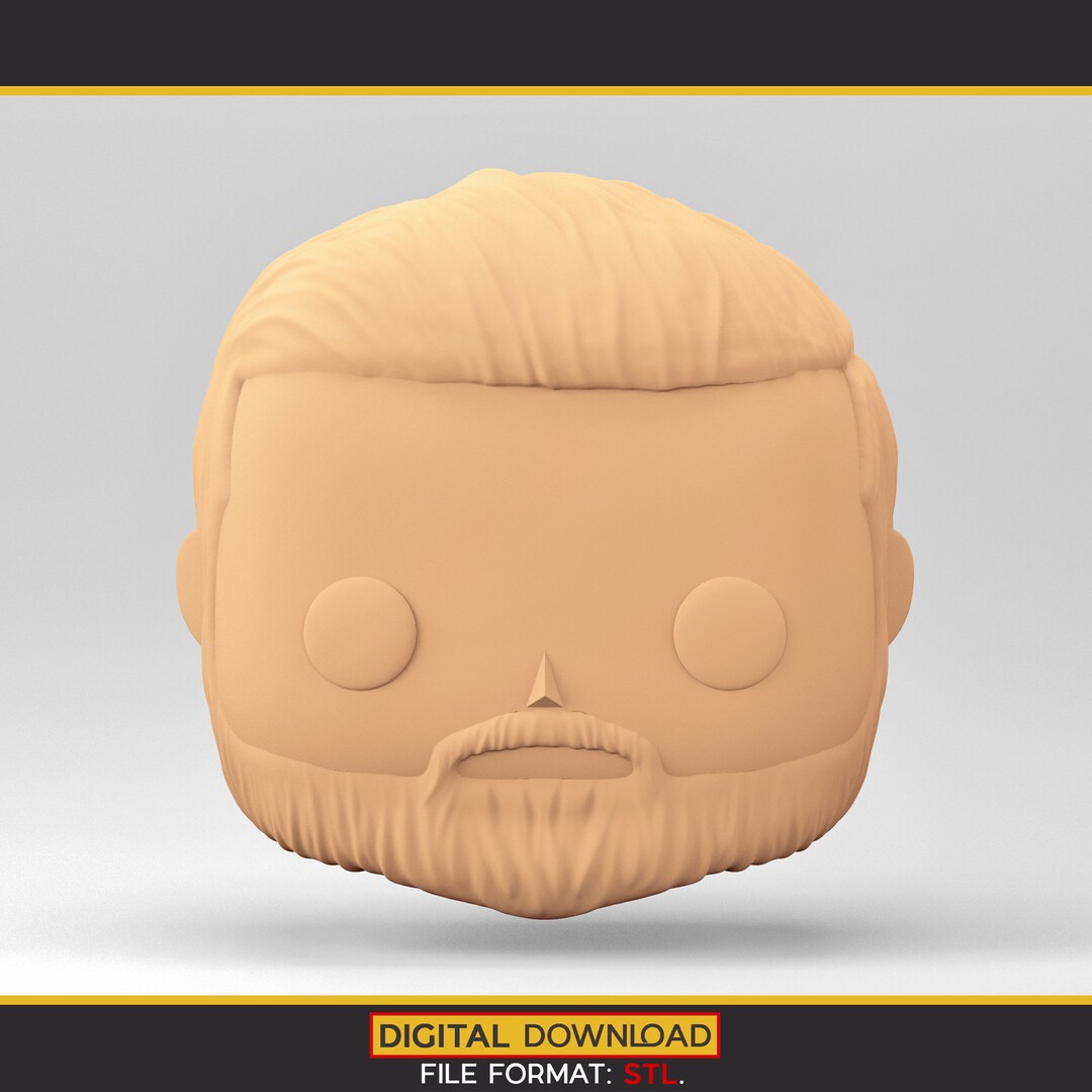 A Male Head 3D Model in the POP Style for 3D Printing. A Slicked Back ...