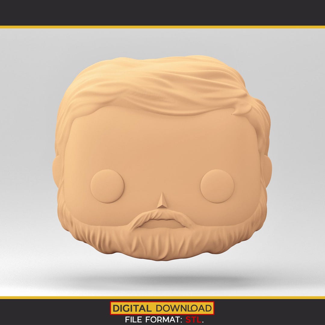 A Male Head 3D Model in the POP Style for 3D Printing. A Comb Over Hair ...