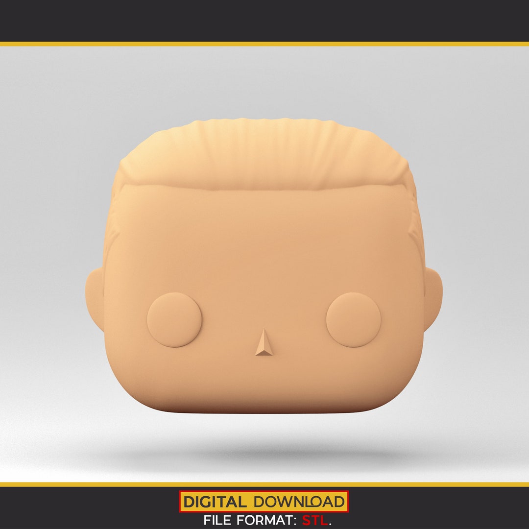 A Male Head 3D Model in the POP Style for 3D Printing. Man Bun. STL ...