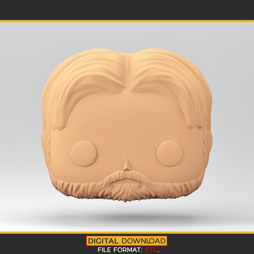 POP Art Male Head 3D Model: Long Hair, Beard (STL File) - Etsy