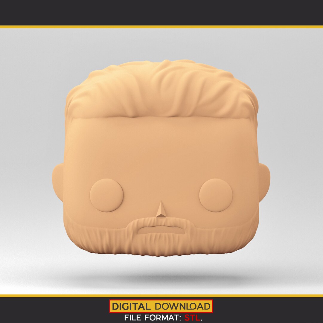 A Male Head 3D Model in the POP Style for 3D Printing. A Slicked Back ...