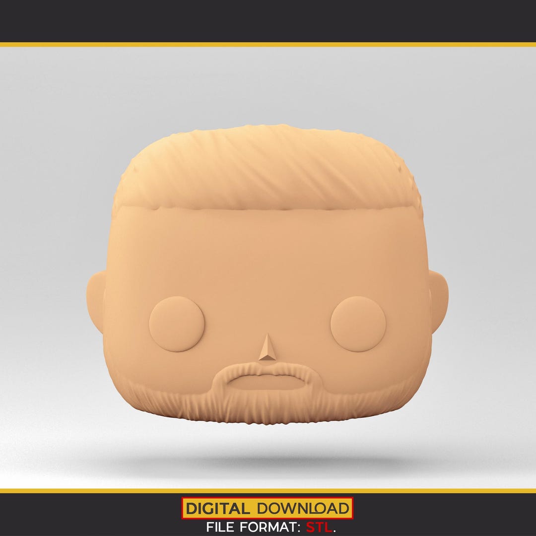 A Male Head 3D Model in the POP Style for 3D Printing. A Comb Over Hair ...