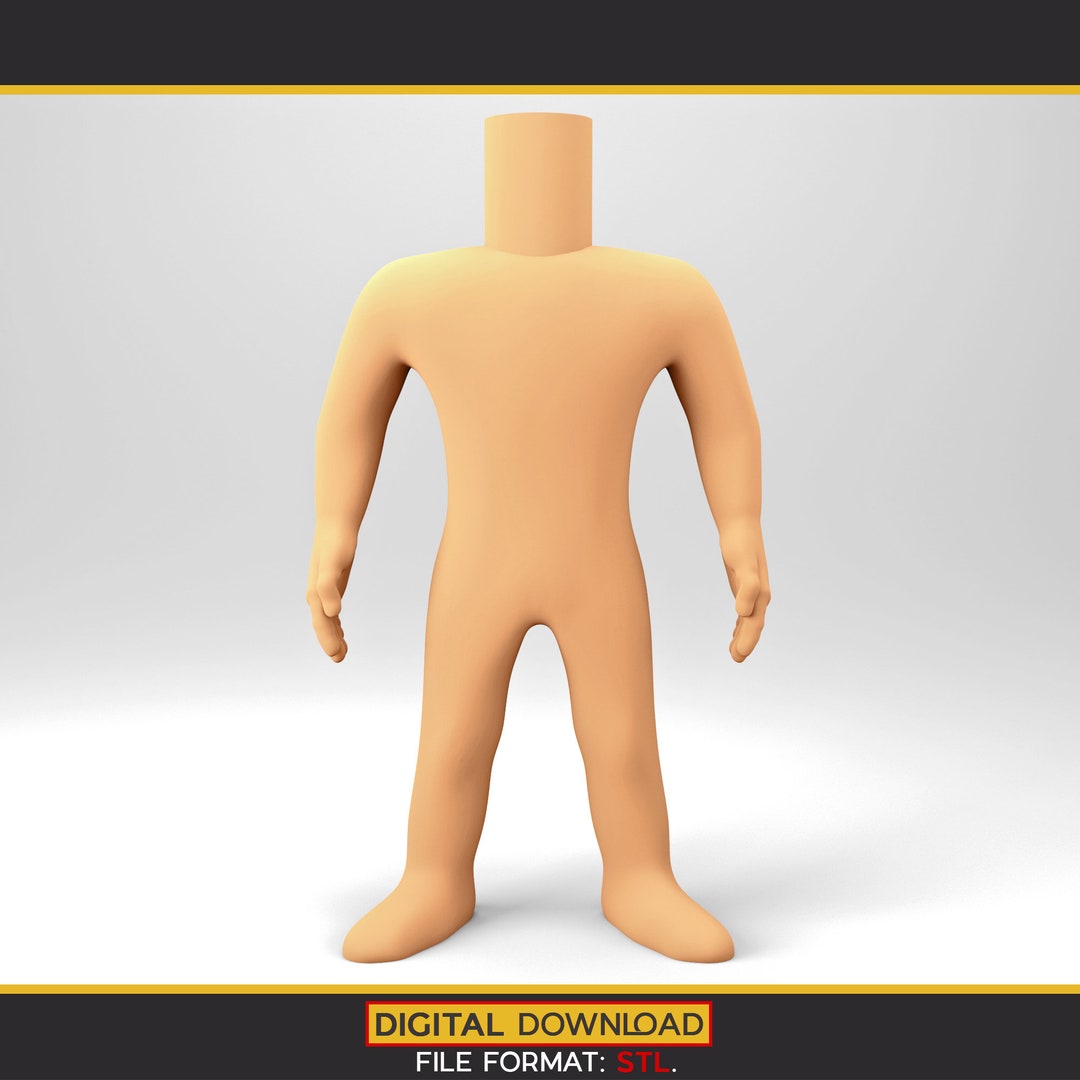 Basic Male Body 3D Model in a POP Style for 3D Printing. DIY Blank Male ...