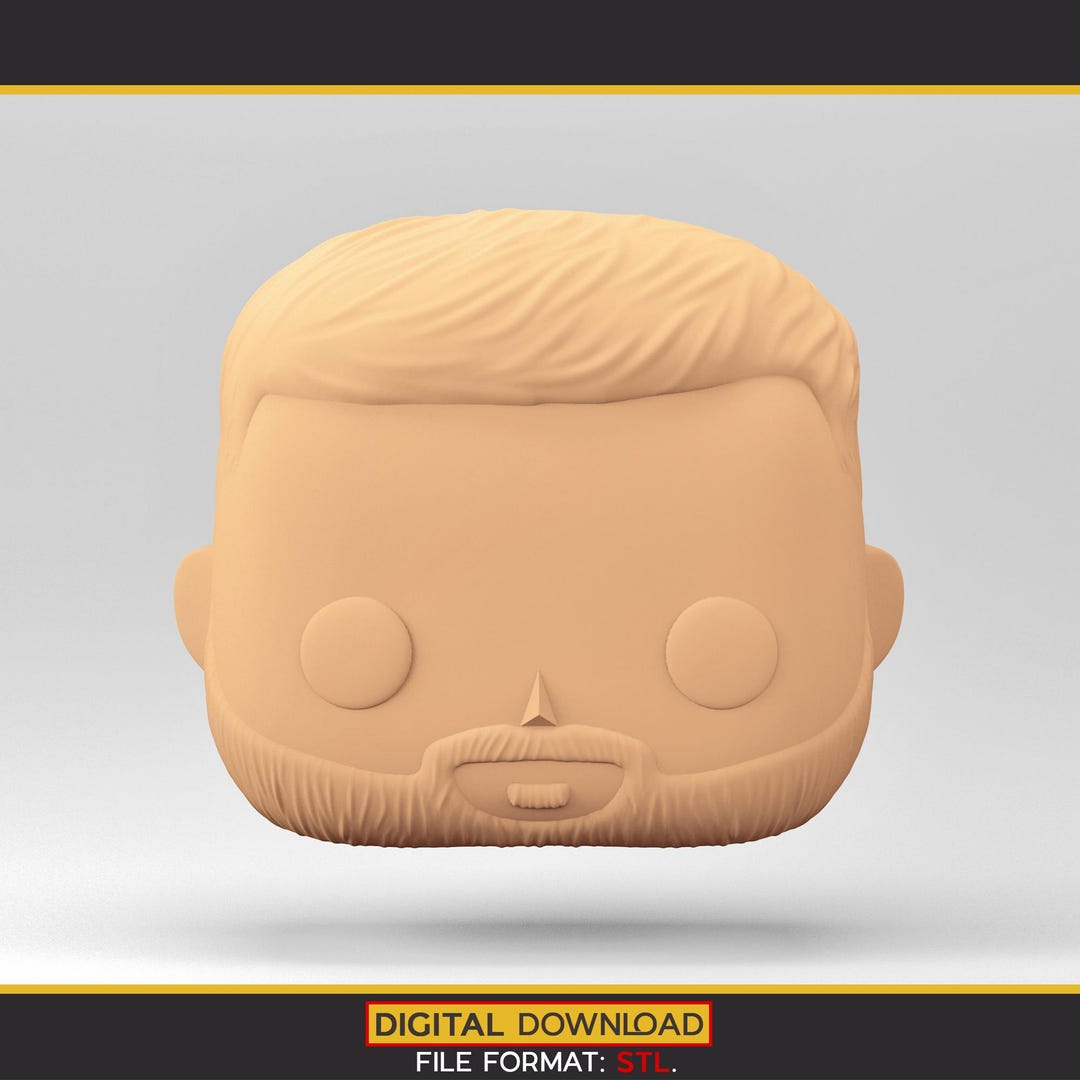 POP Style Male Head 3D Model: Comb Over & Beard (STL File) - Etsy