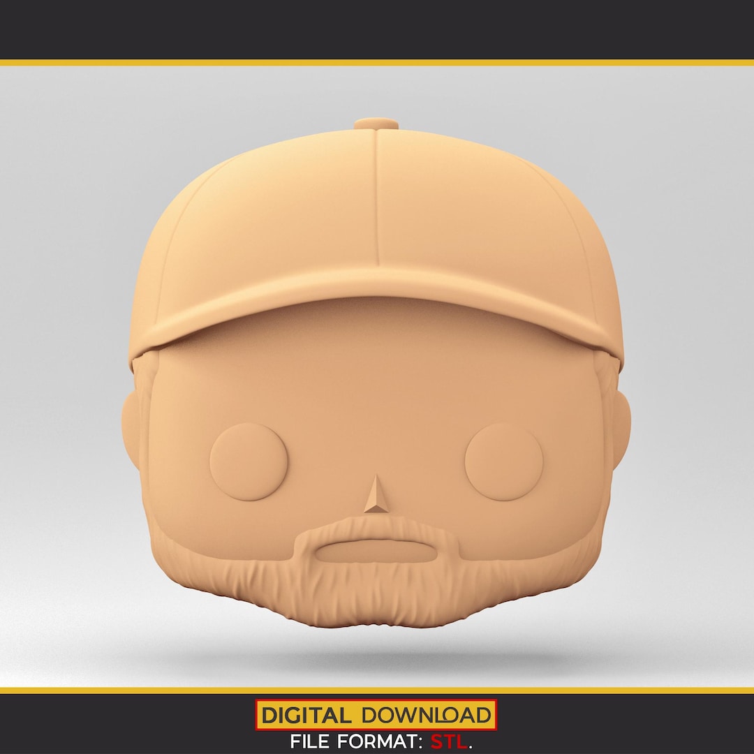 A Male Head 3D Model in a POP Style for 3D Printing. A Bearded Man in a ...