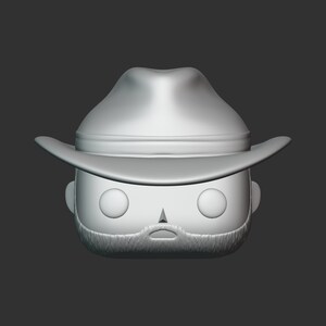 A Male Head 3D Model in a POP Style for 3D Printing. A Man in a Cowboy ...