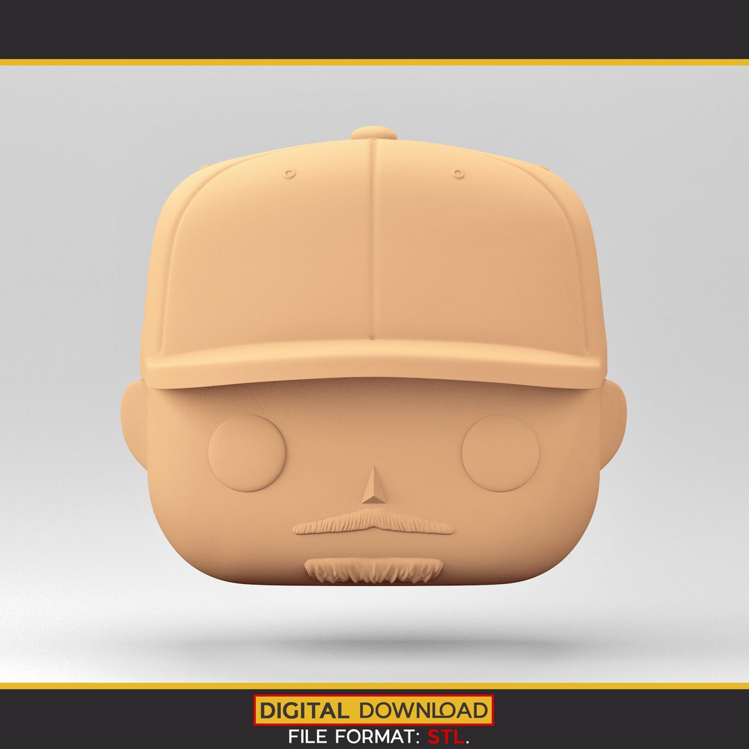 A Male Head 3D Model in the POP Style for 3D Printing. A Man in a Cap ...