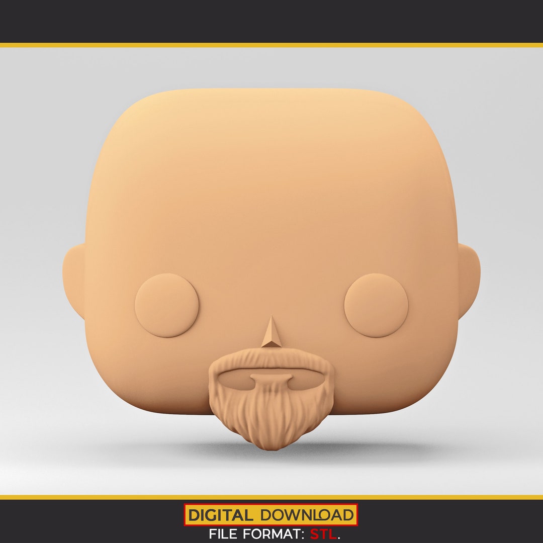A Male Head 3D Model in the POP Style for 3D Printing. Short Hair and a ...