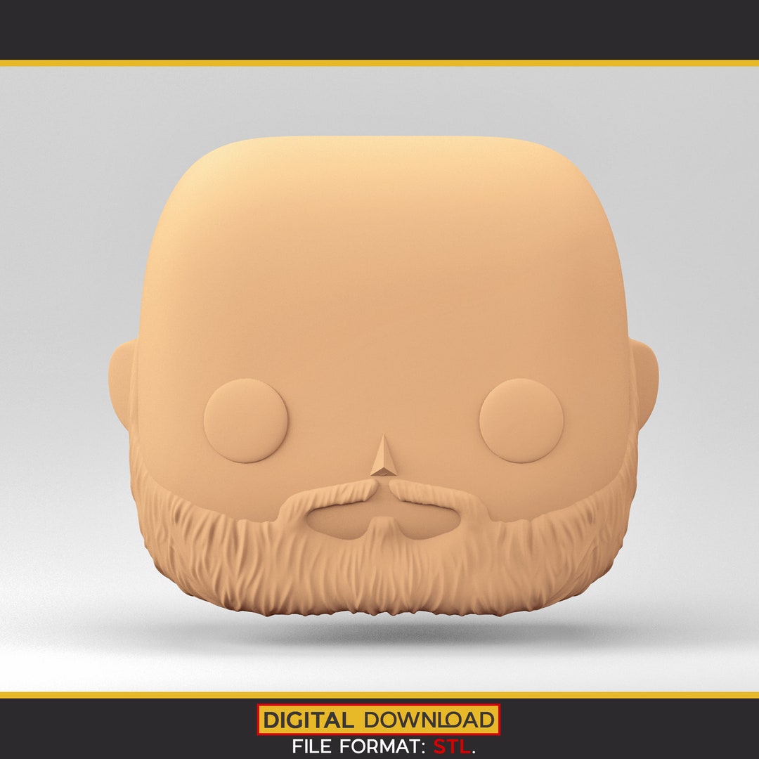 A Male Head 3D Model in the POP Style for 3D Printing. Bald and a Big ...