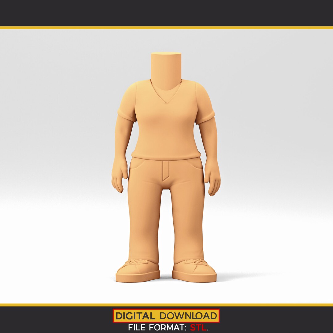 Female Body 3D Model in a POP Style for 3D Printing. Woman Body 3D ...