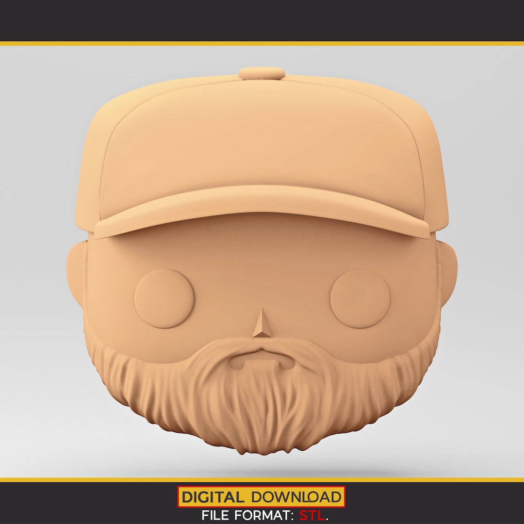 A Male Head 3D Model in a POP Style for 3D Printing. A Bearded Man in a ...