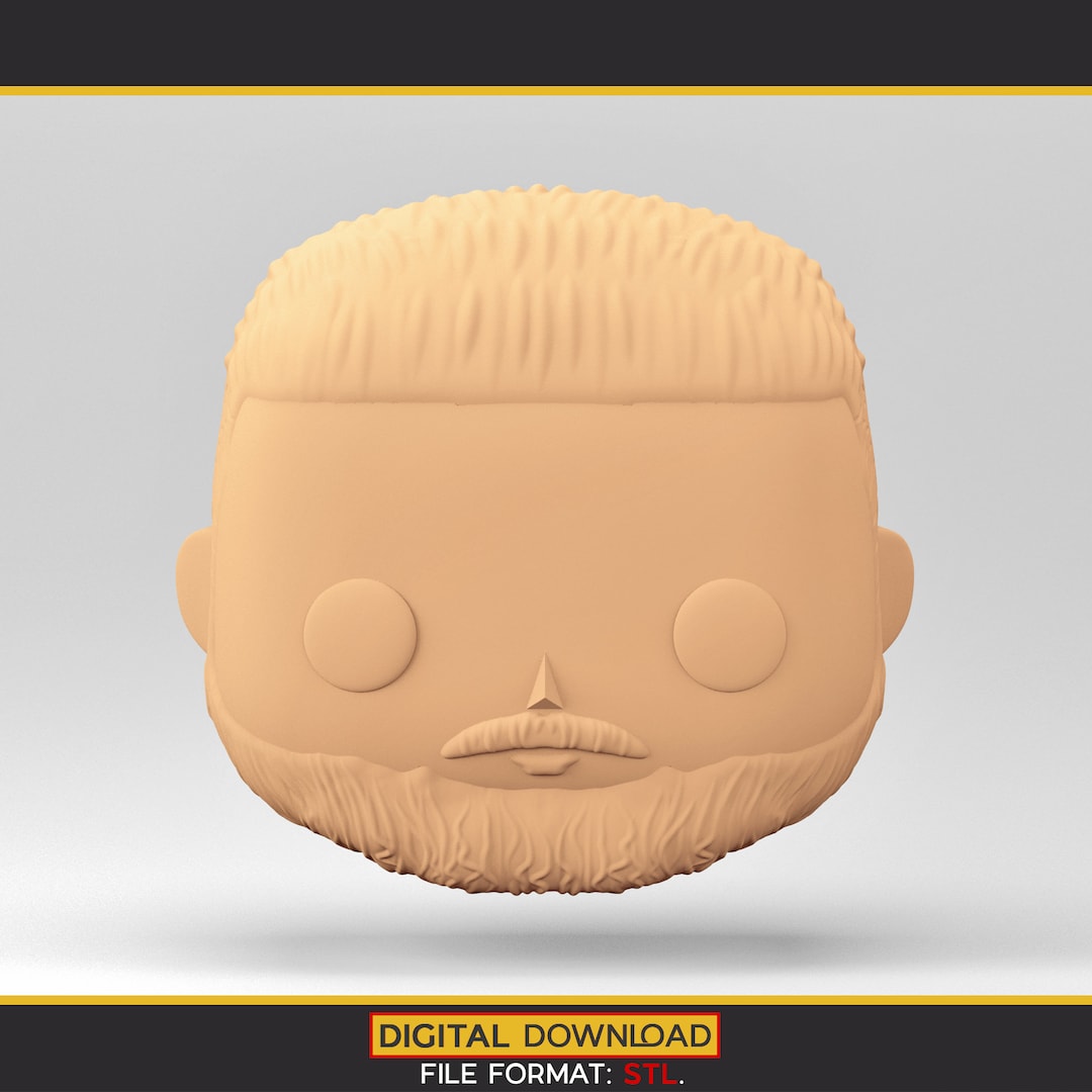 A Male Head 3D Model in the POP Style for 3D Printing. Short Hair and a ...