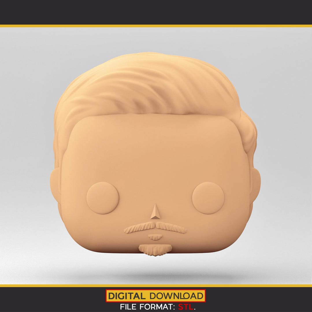 A Male Head 3D Model in the POP Style for 3D Printing. A Comb Over Hair ...