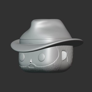 A Male Head 3D Model in a POP Style for 3D Printing. A Man in a Cowboy ...